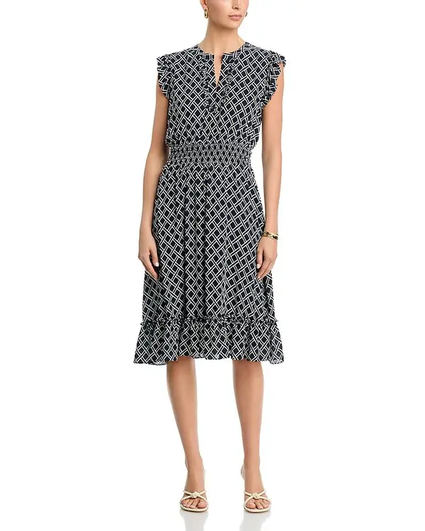 T Tahari Short Sleeve Midi Dress - Spliced Diamond