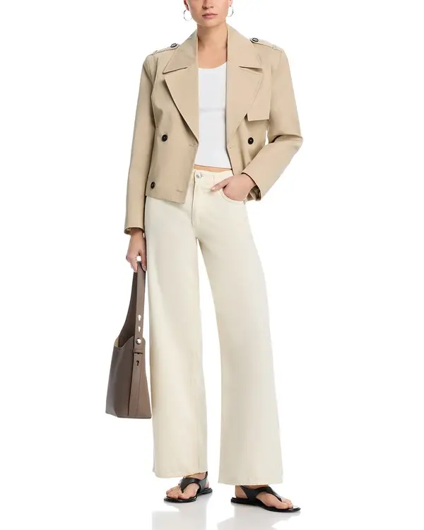 Rag & Bone Andi Featherweight Wide Leg Ankle Jeans - Ecru