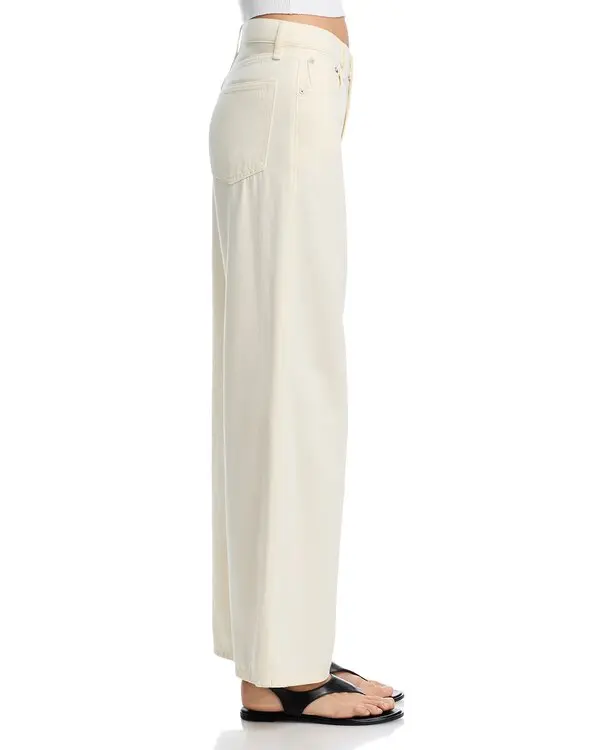 Rag & Bone Andi Featherweight Wide Leg Ankle Jeans - Ecru