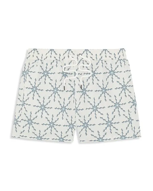 Frescobol Carioca Rio Sol Print Swim Shorts - Ecru/ Coastal Blue