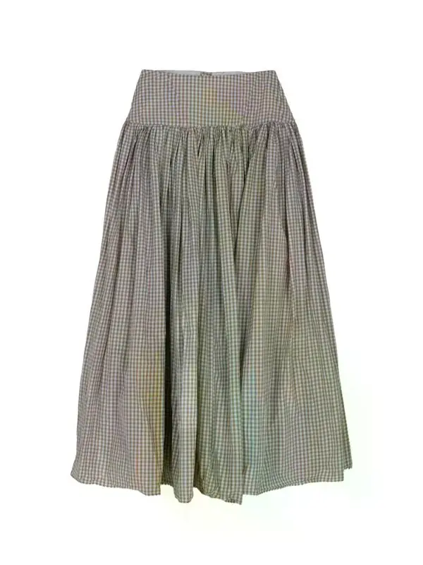 Alexis Havara Gingham-check Midi Skirt - Brown