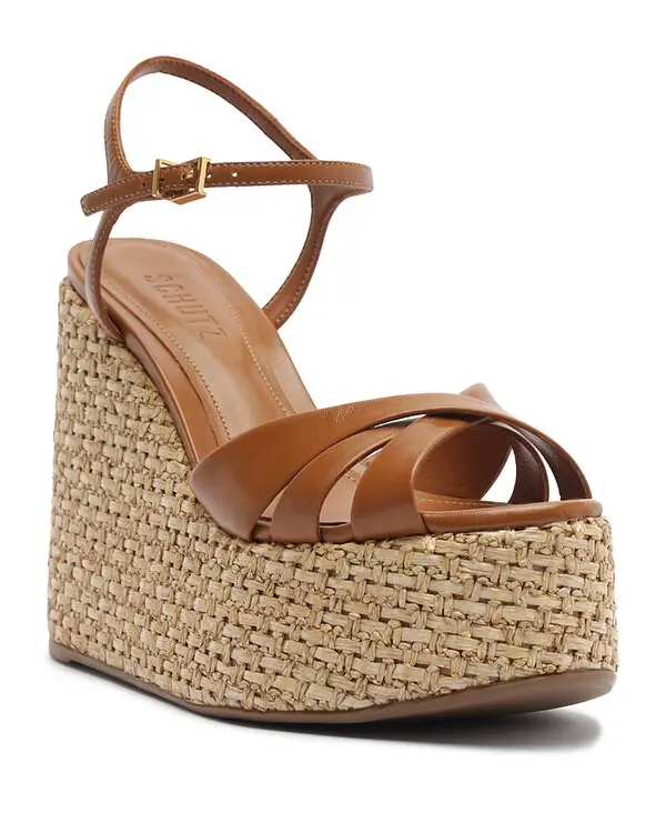 Schutz Keefa Espadrille Wedge Sandals - Burnt Honey