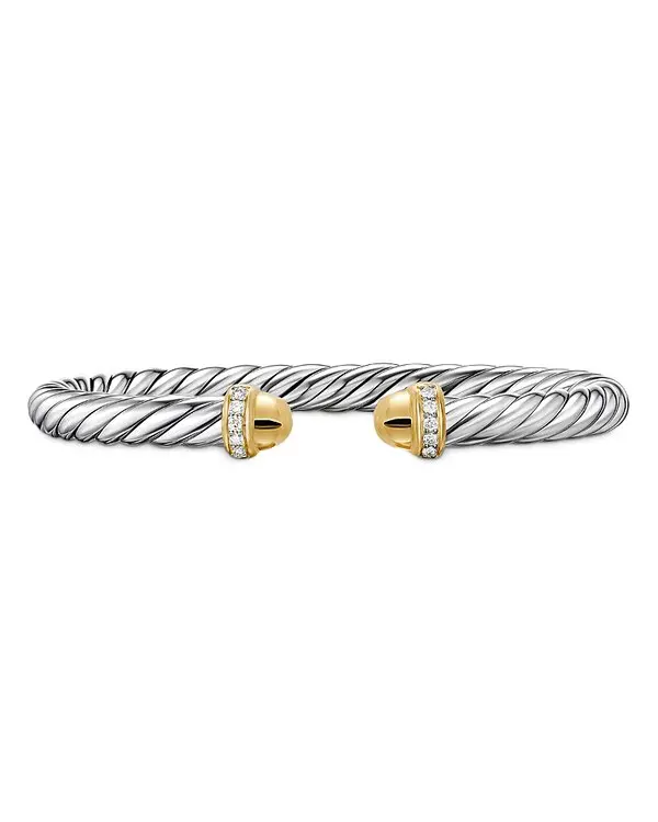 David Yurman Cable Flex Bracelet With Diamonds - Gold/silver
