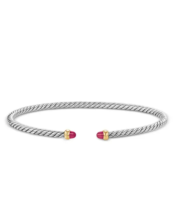 David Yurman Sterling Silver, 14k Yellow Gold And Ruby Flex Bracelet - Ruby/silver