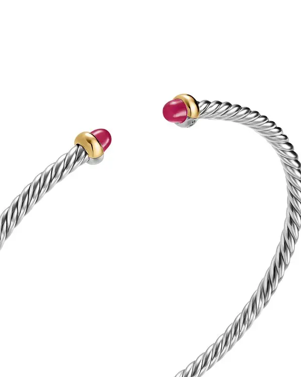 David Yurman Sterling Silver, 14k Yellow Gold And Ruby Flex Bracelet - Ruby/silver