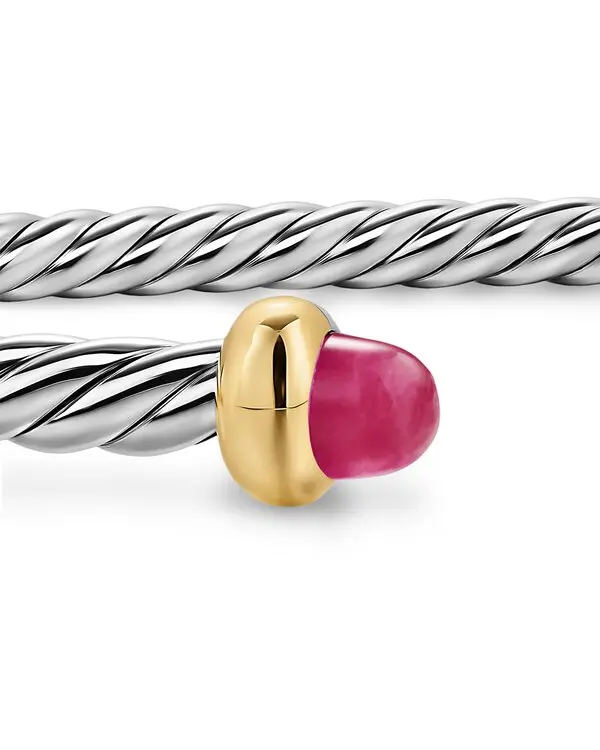 David Yurman Sterling Silver, 14k Yellow Gold And Ruby Flex Bracelet - Ruby/silver