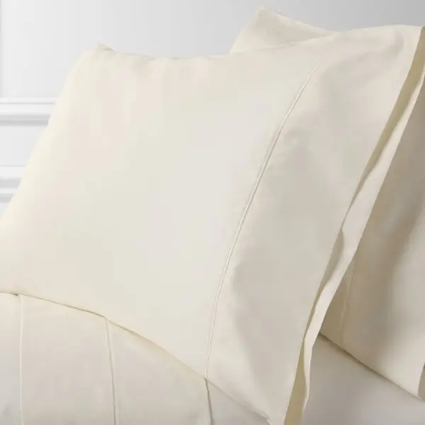 HUDSON PARK COLLECTION 525 Thread Count Egyptian Cotton Sateen Extra Deep Flat Sheet, King Exclusive - Ivory Shell