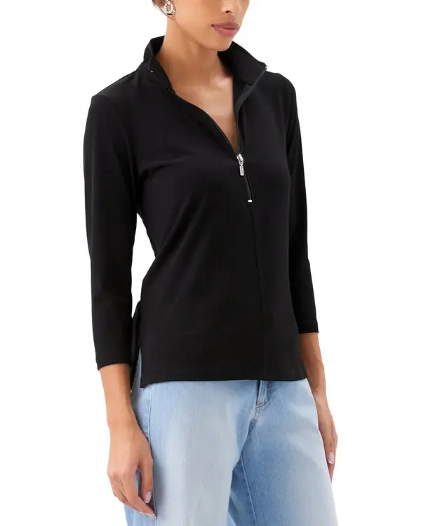Karen Kane Quarter Zip Mock Neck Top