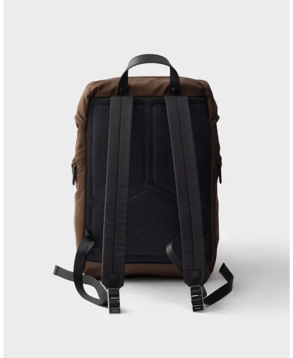 Prada Re-nylon And Saffiano Leather Backpack - Brown