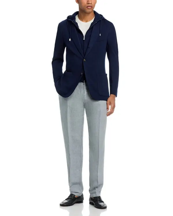 Eleventy Wool Jersey Jacket With Removable Hoodie - Navy