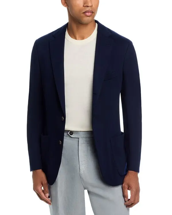 Eleventy Wool Jersey Jacket With Removable Hoodie - Navy