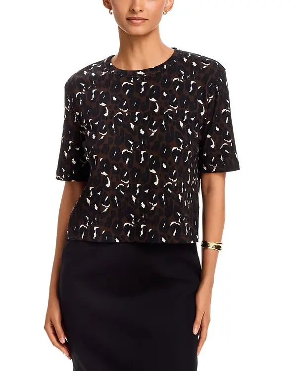 Majestic Filatures Cotton Stretch Rib Leopard Short Sleeve Top - Tonka