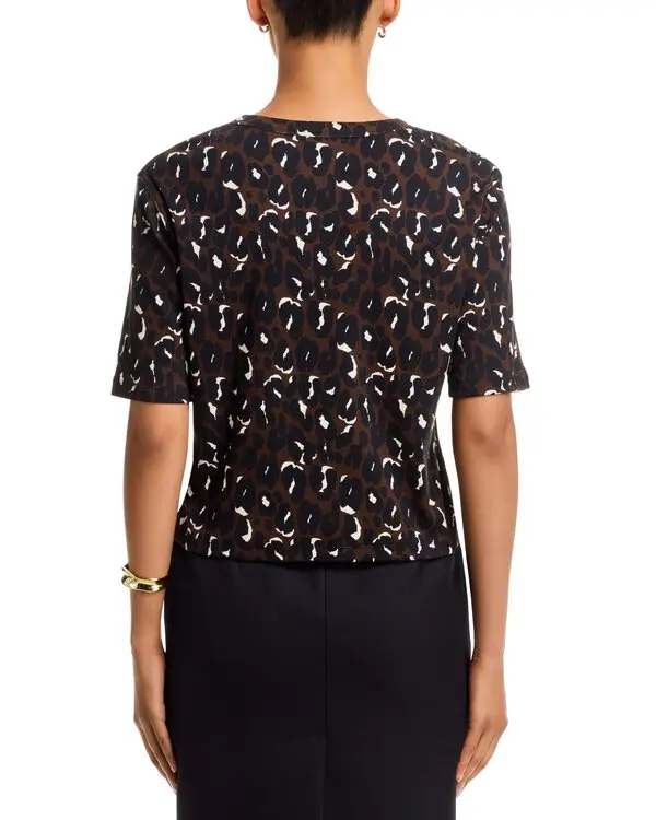 Majestic Filatures Cotton Stretch Rib Leopard Short Sleeve Top - Tonka