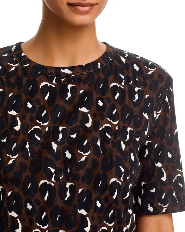 Majestic Filatures Cotton Stretch Rib Leopard Short Sleeve Top - Tonka