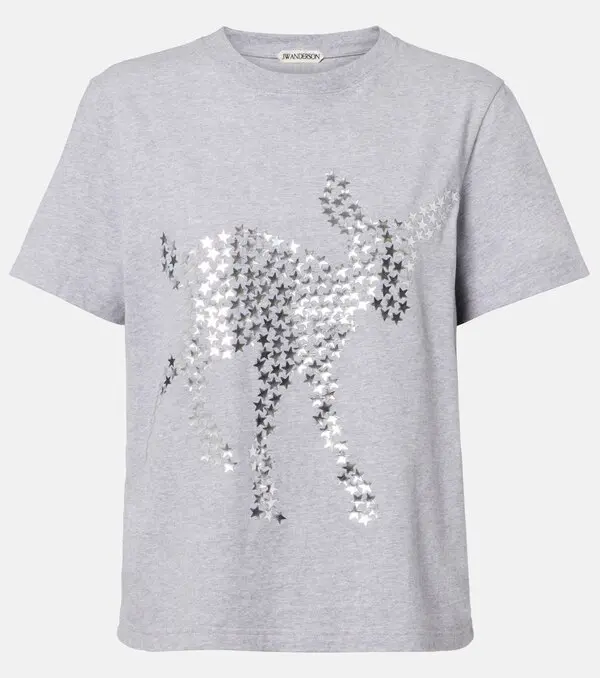 JW Anderson Embellished Cotton Jersey T-shirt - Grey