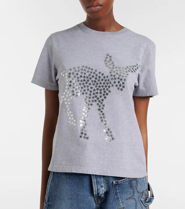 JW Anderson Embellished Cotton Jersey T-shirt - Grey