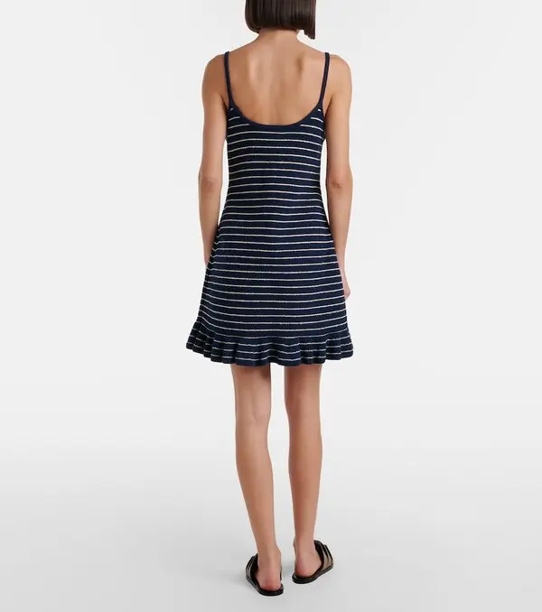 JW Anderson Striped Cotton-blend Minidress - Blue