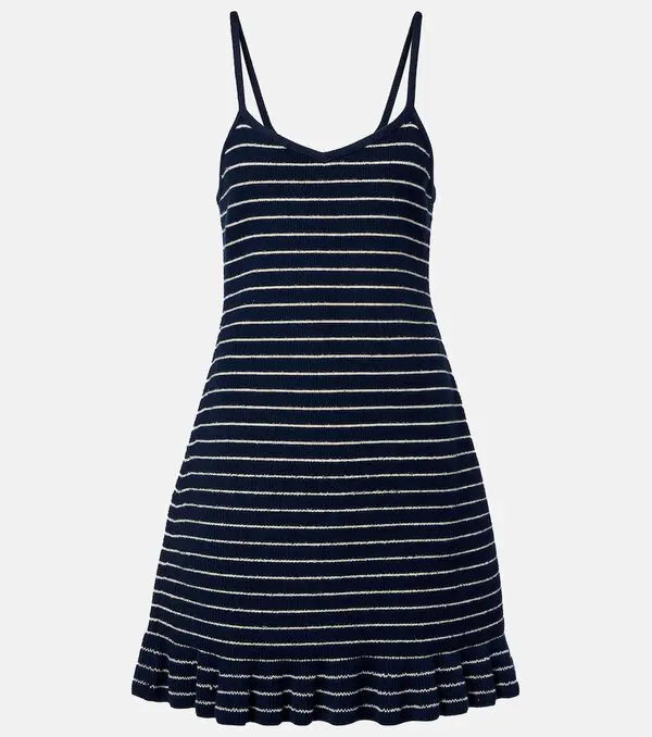 JW Anderson Striped Cotton-blend Minidress - Blue