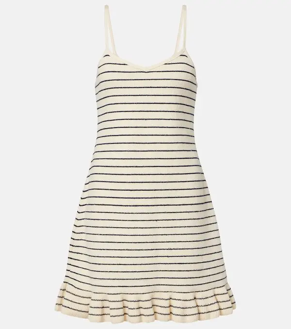 JW Anderson Striped Cotton-blend Minidress - White