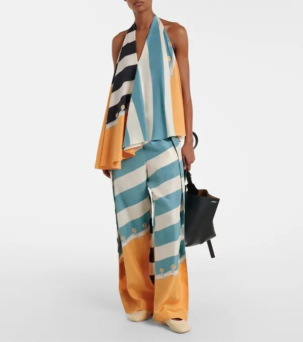 Loewe Printed Wide-leg Silk Pants - Multicoloured