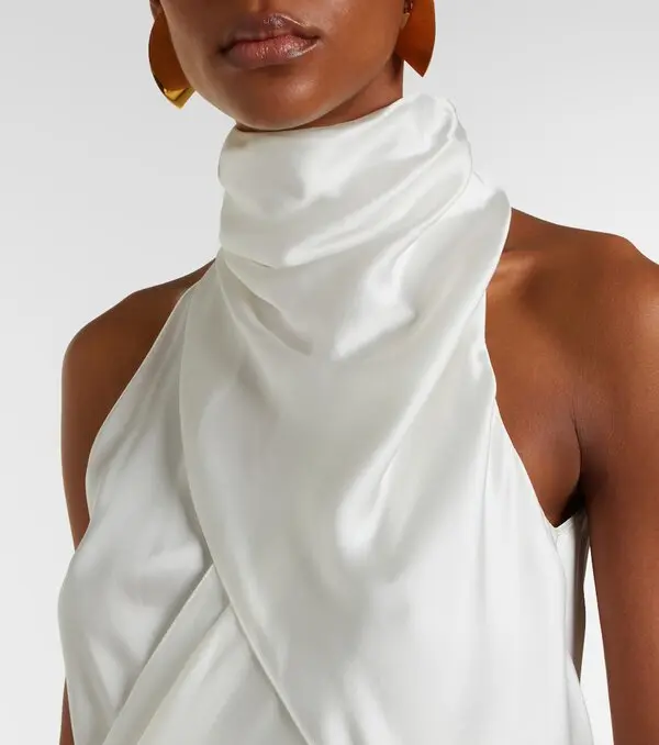Balmain Draped Halterneck Silk Top
