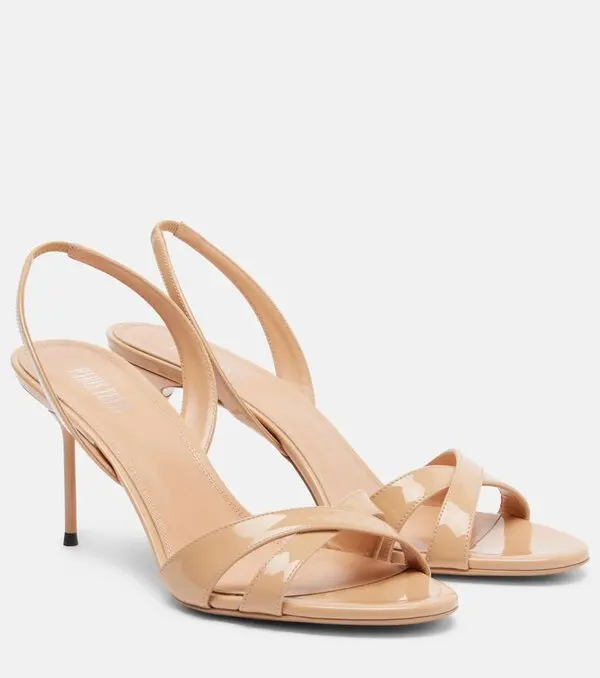 Paris Texas Lidia Patent Leather Slingback Sandals - Beige