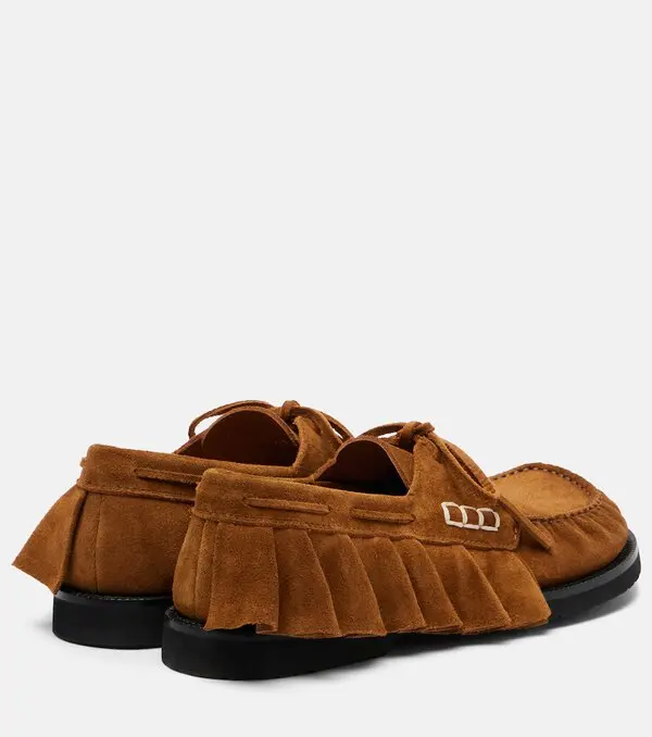 JW Anderson Ruffled Suede Boat Shoes