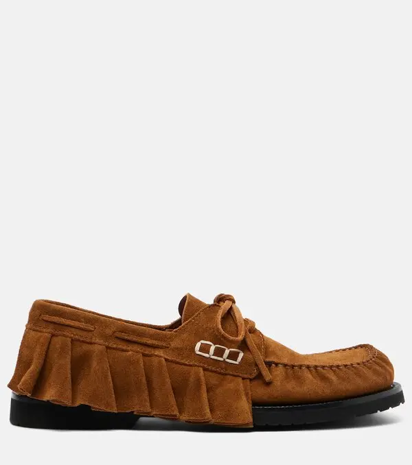 JW Anderson Ruffled Suede Boat Shoes
