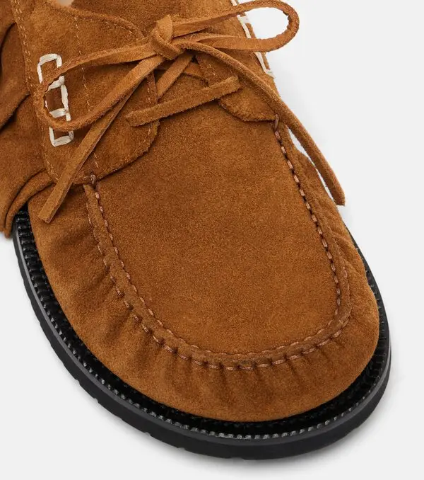 JW Anderson Ruffled Suede Boat Shoes