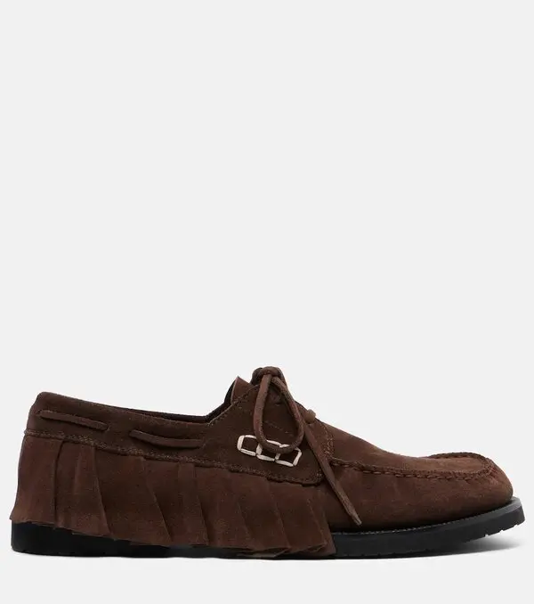 JW Anderson Ruffled Suede Boat Shoes