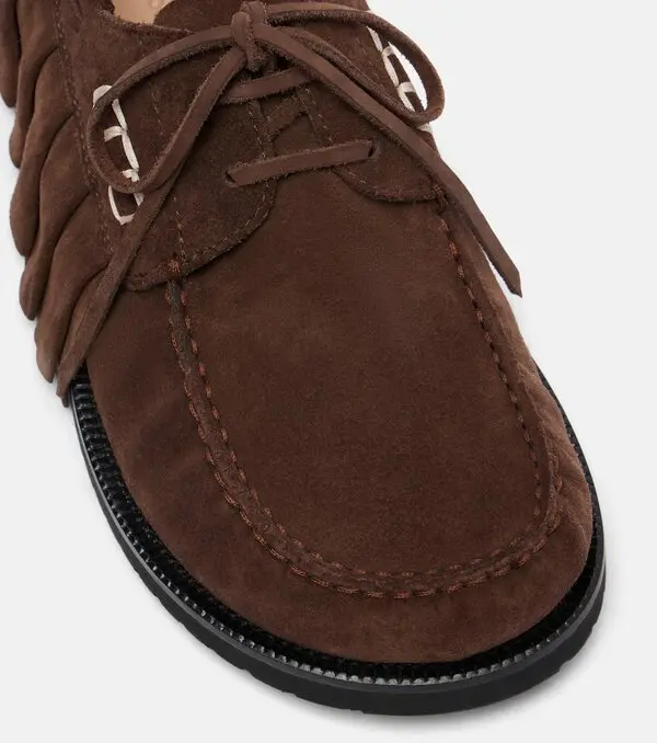 JW Anderson Ruffled Suede Boat Shoes