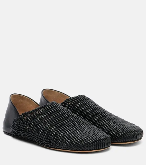 JW Anderson Babouche Woven Leather Loafers - Black