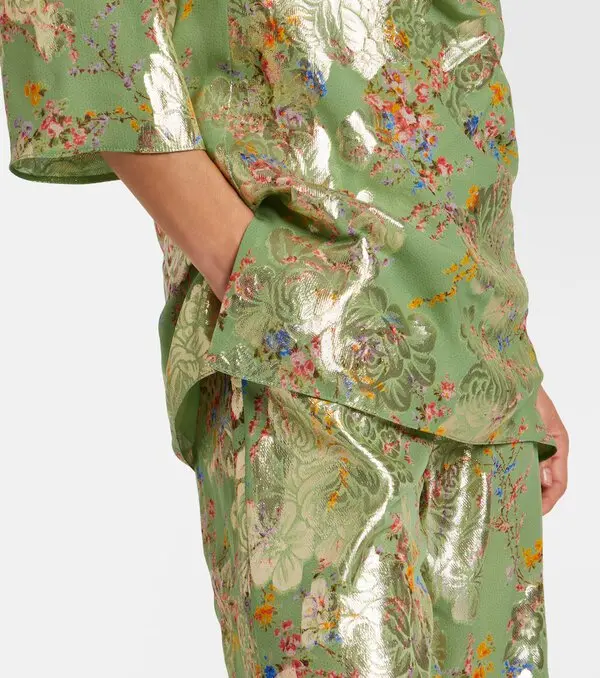 Valentino Garavani Draped Fil Coupé Silk-blend Lamé Blouse