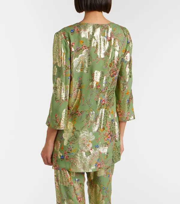 Valentino Garavani Draped Fil Coupé Silk-blend Lamé Blouse