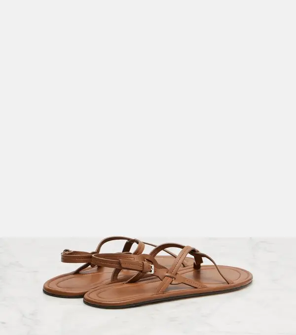 THE ROW Malick Strap Leather Sandals - Brown