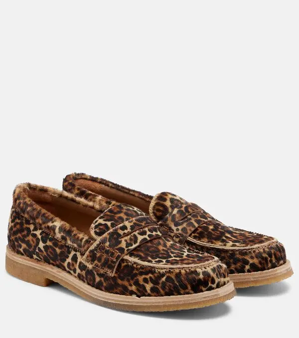 GOLDEN GOOSE Jerry Leopard-print Calf Hair Penny Loafers - Brown