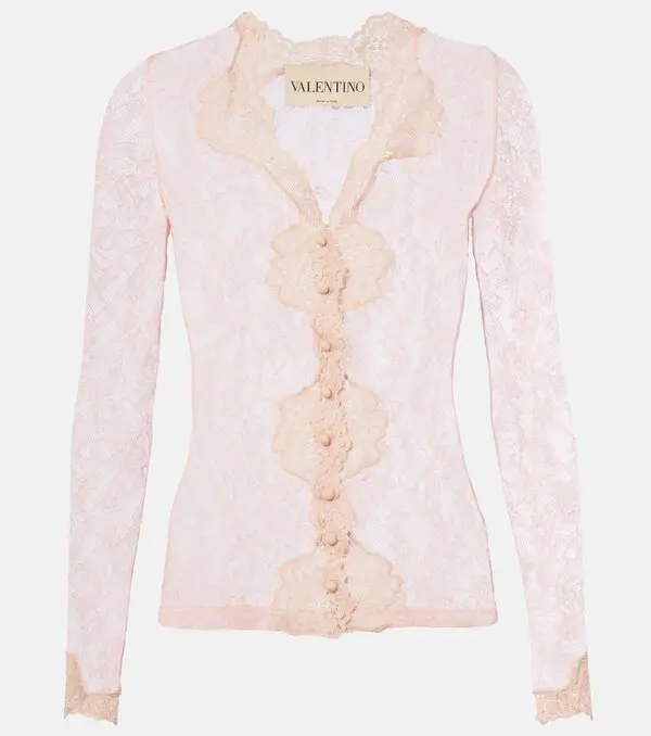 Valentino Garavani Floral Sheer Lace Cardigan - Pink