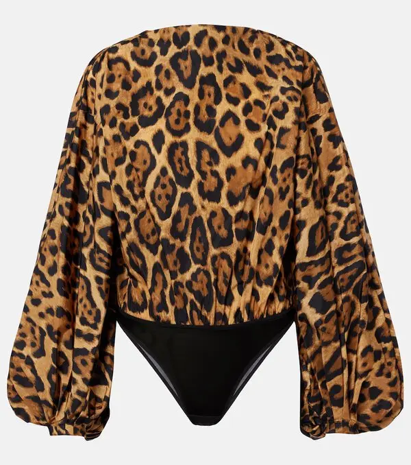 Alaïa Oversized Animal-print Bodysuit - Brown