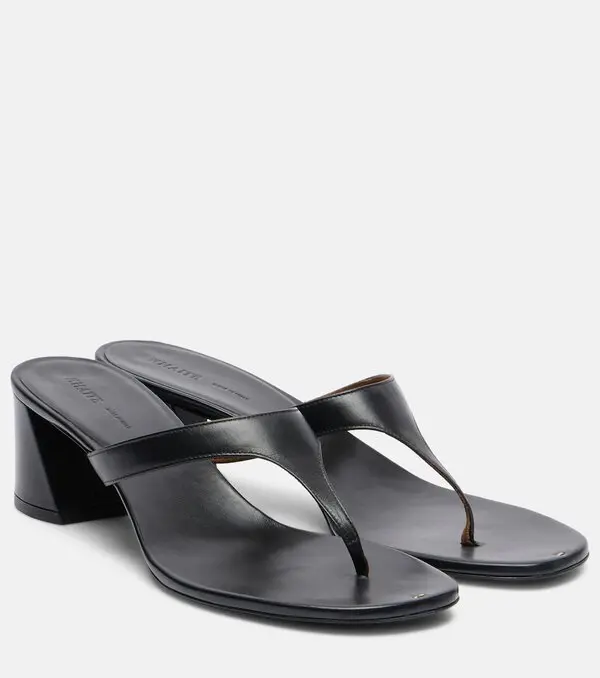 Khaite Archer Leather Thong Sandals - Black