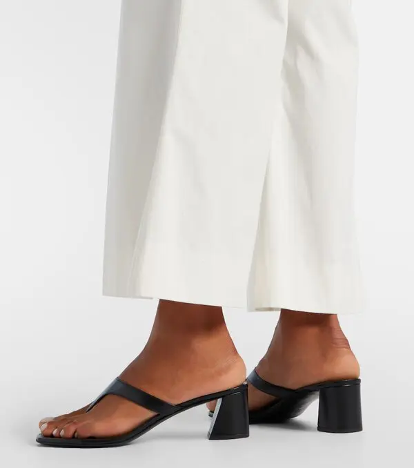 Khaite Archer Leather Thong Sandals - Black