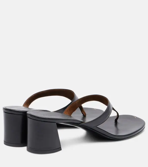 Khaite Archer Leather Thong Sandals - Black