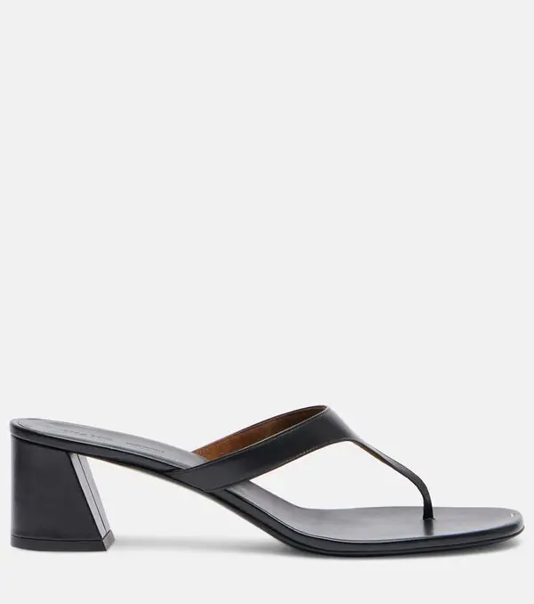 Khaite Archer Leather Thong Sandals - Black