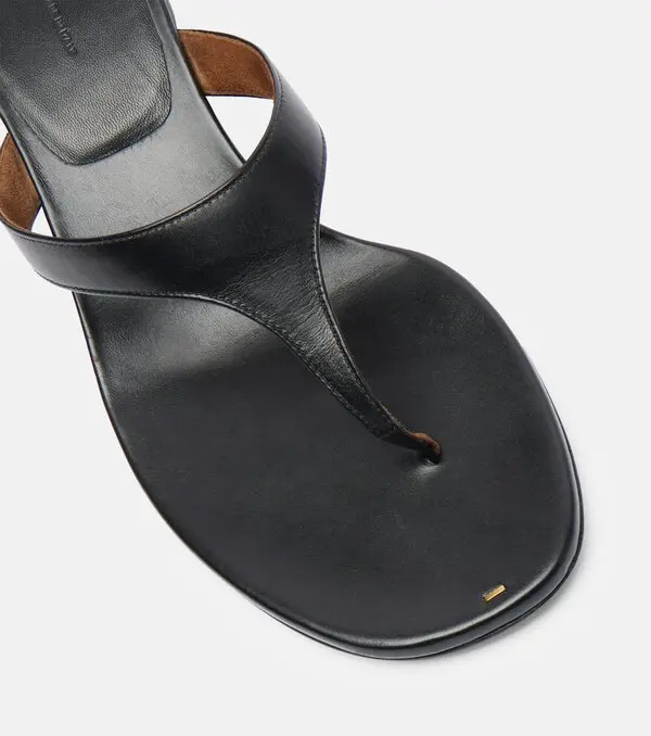 Khaite Archer Leather Thong Sandals - Black