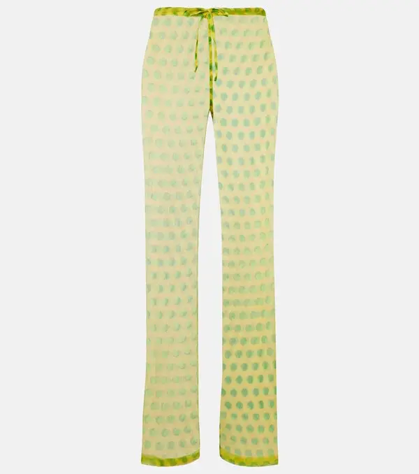 Dries Van Noten Polka-dot Silk Straight Pants - Multicoloured