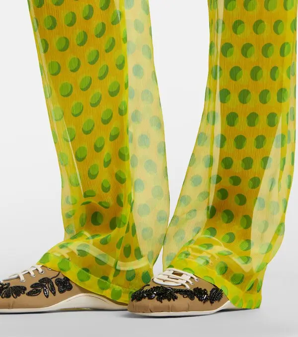 Dries Van Noten Polka-dot Silk Straight Pants - Multicoloured