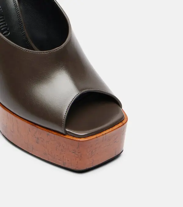 Attico Ornella Leather Platform Slingback Pumps