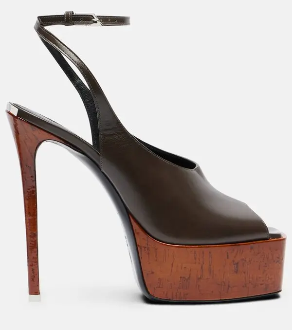 Attico Ornella Leather Platform Slingback Pumps