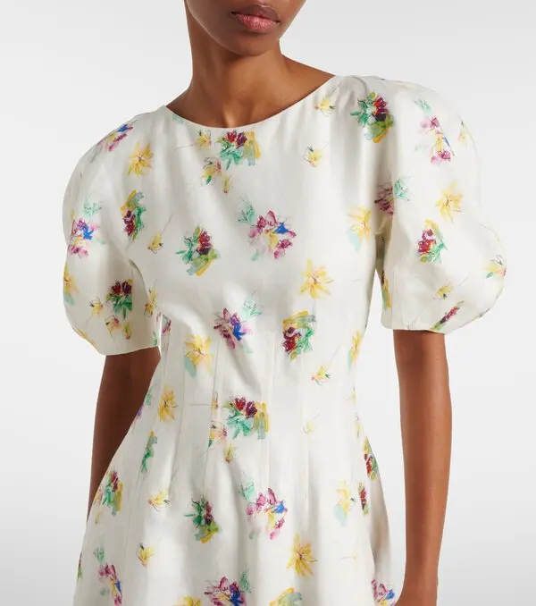 Gabriela Hearst Ranya Puff-sleeve Linen Maxi Dress