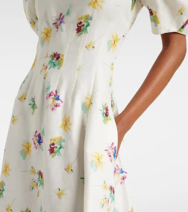 Gabriela Hearst Ranya Puff-sleeve Linen Maxi Dress