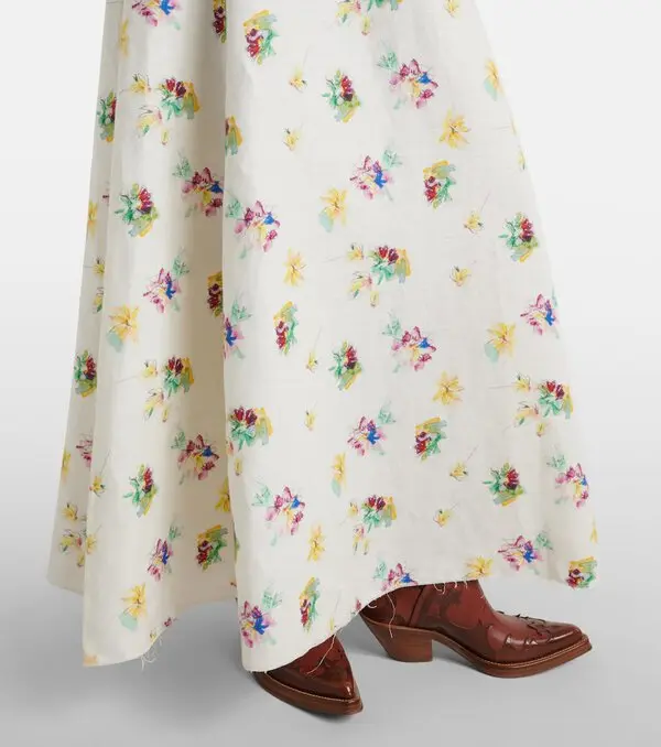 Gabriela Hearst Ranya Puff-sleeve Linen Maxi Dress